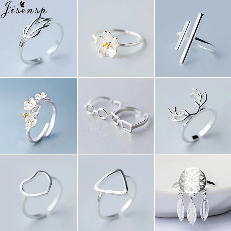 Geometric Silver Color Ring For Women Simple Round Heart Flower ...