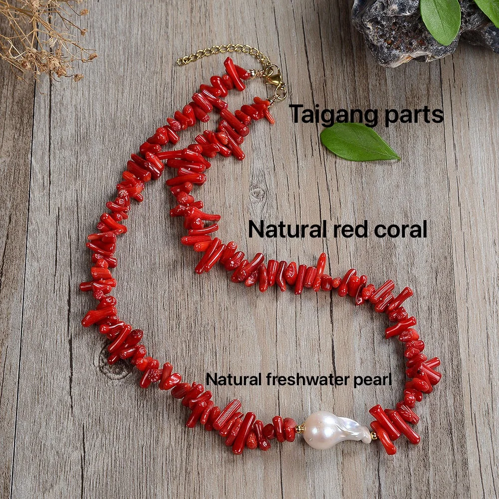 Natural gemstone irregular red coral chip stone natural freshwater ...