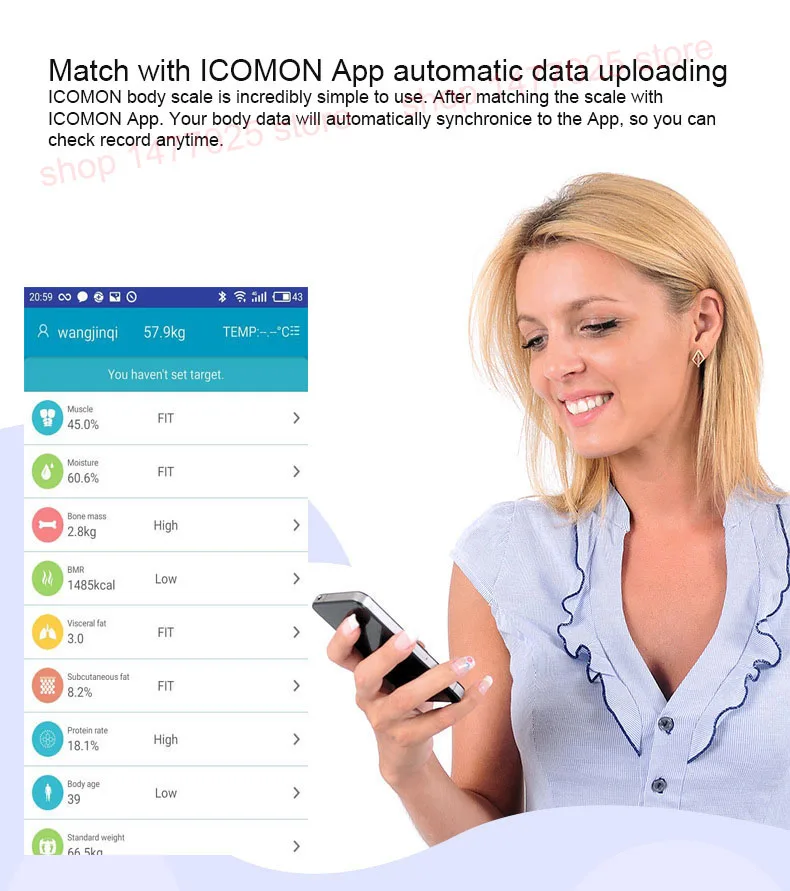 Balança De Peso Do Banheiro Icomon Original Inteligente Digital Corpo ...