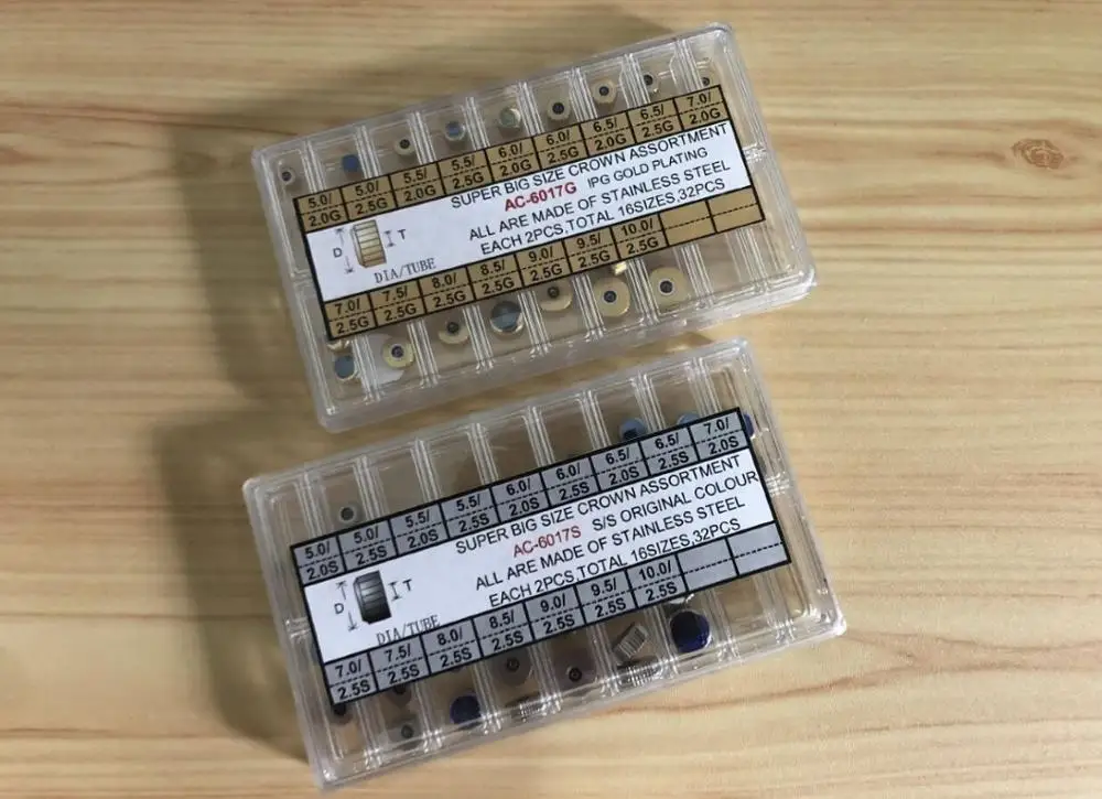 Free Shipping 32pcs Large Silver Gold Steel Watch Crowns Replacement ...