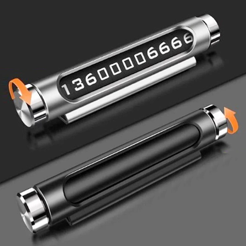 Car Temporary Parking Card Rotate Phone Number Plate Aluminum Stickers ...