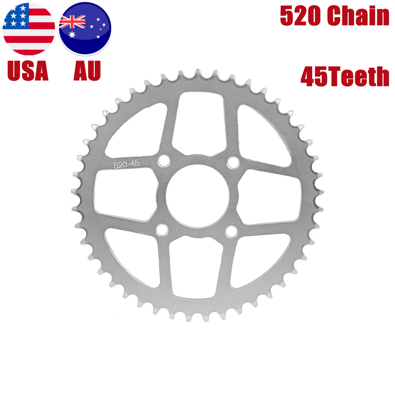 TDPRO-Motorcycle-Transmission-520-Chain-45-Teeth-58mm-Hole-Rear ...