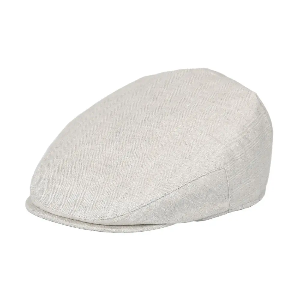 BOTVELA Linen Flat Cap for Men Women Herringbone Linen Newsboy Cap ...