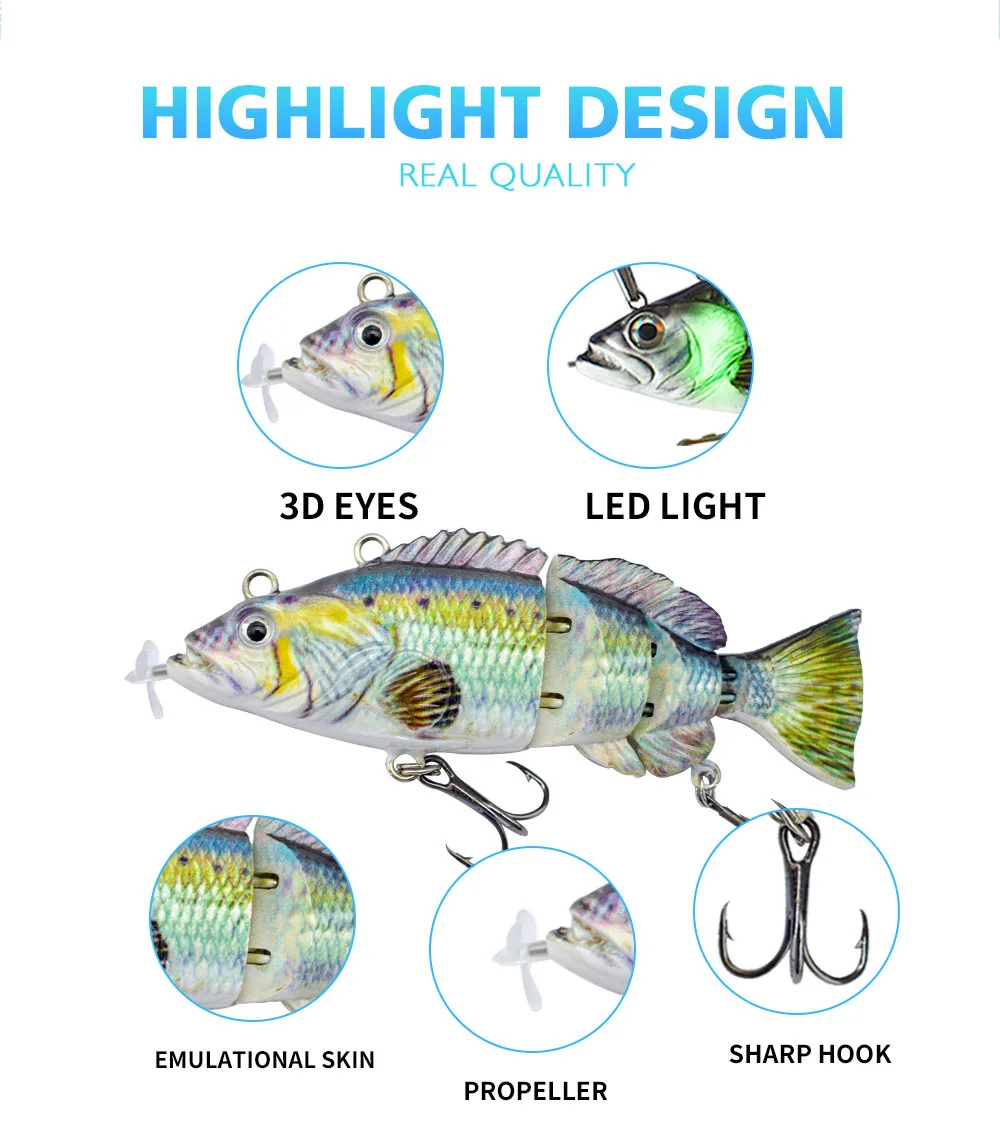 10cm New Small Robotic Swimming Lures Fishing Auto Electric Lure Bait ...