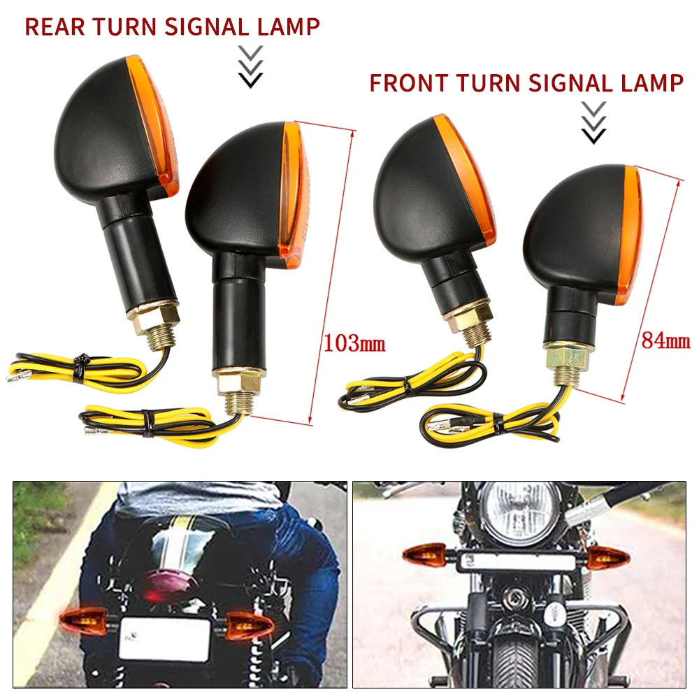 2 Pcs Universal Motorcycle Turn Signal Indicators Light Amber Flashers ...