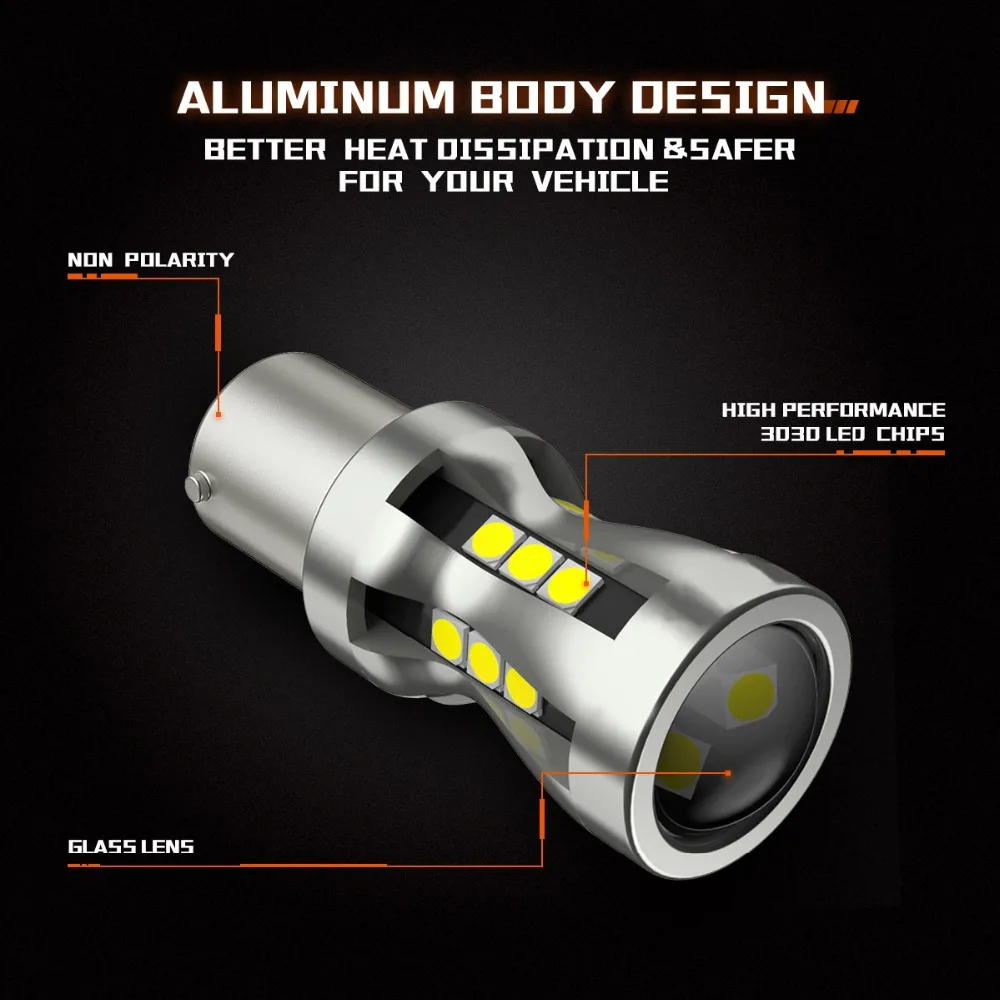 Zdatt 2 шт. автомобильный светильник 1156 светодиодный BA15S P21W ...