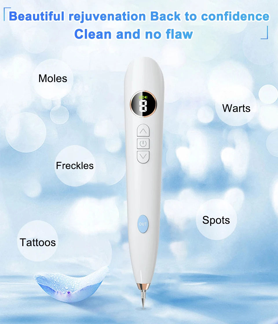 Stylo Laser Plasma à 9 niveaux, élimine les grains de beauté, les ...