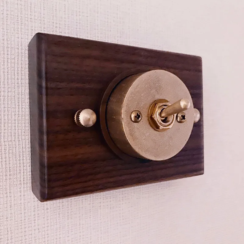 Retro Brass Switch Black Walnut Base 1-4 Gang 1/2 Way Brass Lever Wall ...