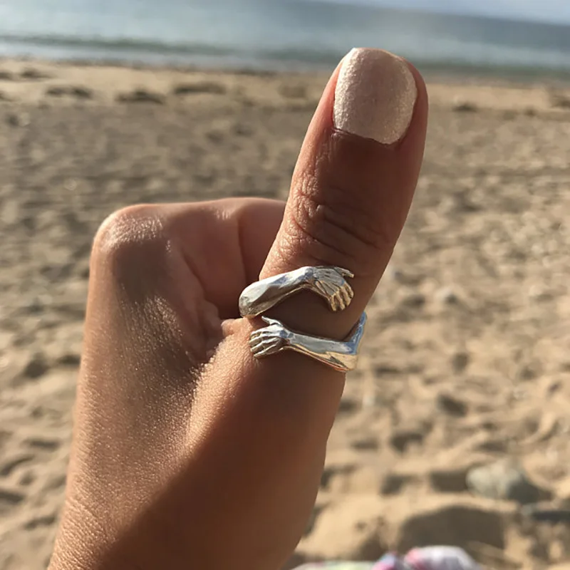 Gothic-Hug-Muscle-Hands-Rings-For-Women-Men-Adjustable-Open-Cuff-Ring ...