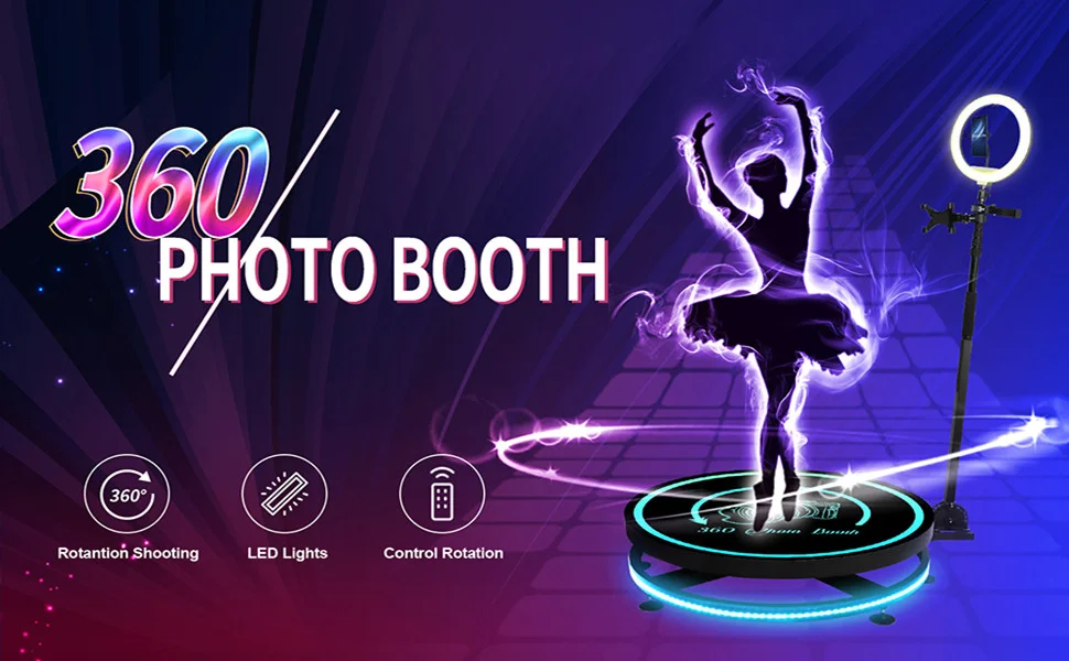 Custom Printed 360 Video Spinner Photo Booth Automatic Photobooth ...