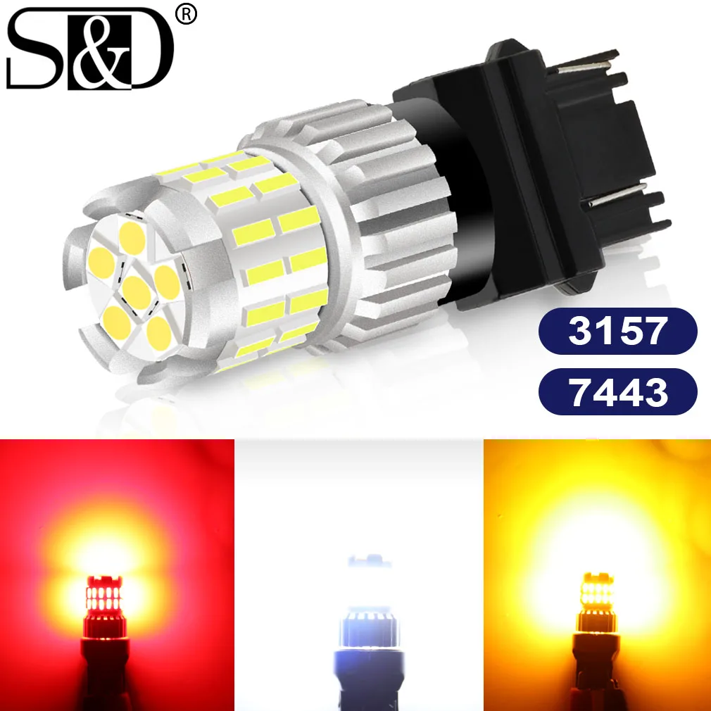 1Pc Super Bright T20 Led Bulb 7443 W21/5W Led Light T25 3157 P27/7W Led ...