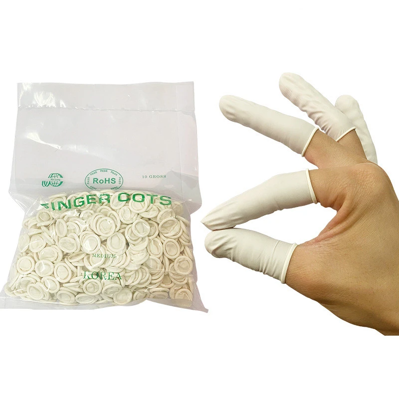 50p Disposable Latex Finger Cots Non toxic Antistatic Protector ...