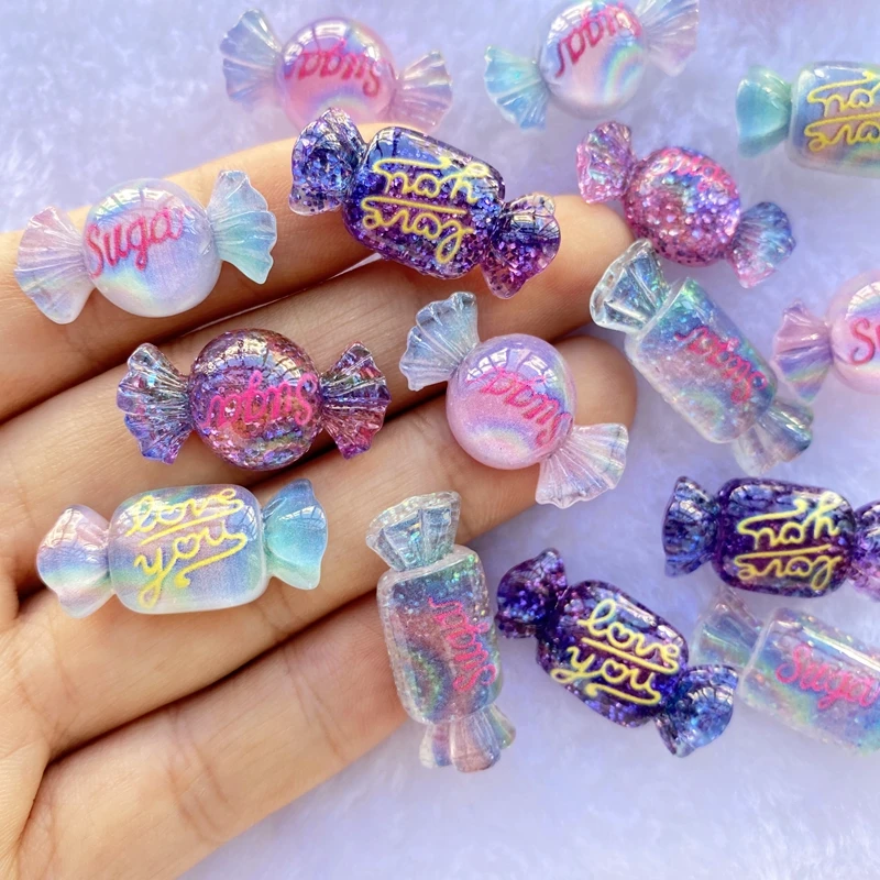 12Pcs New Cute Mini Mixed Candy 3D Resin Charms Flat Cabochons ...