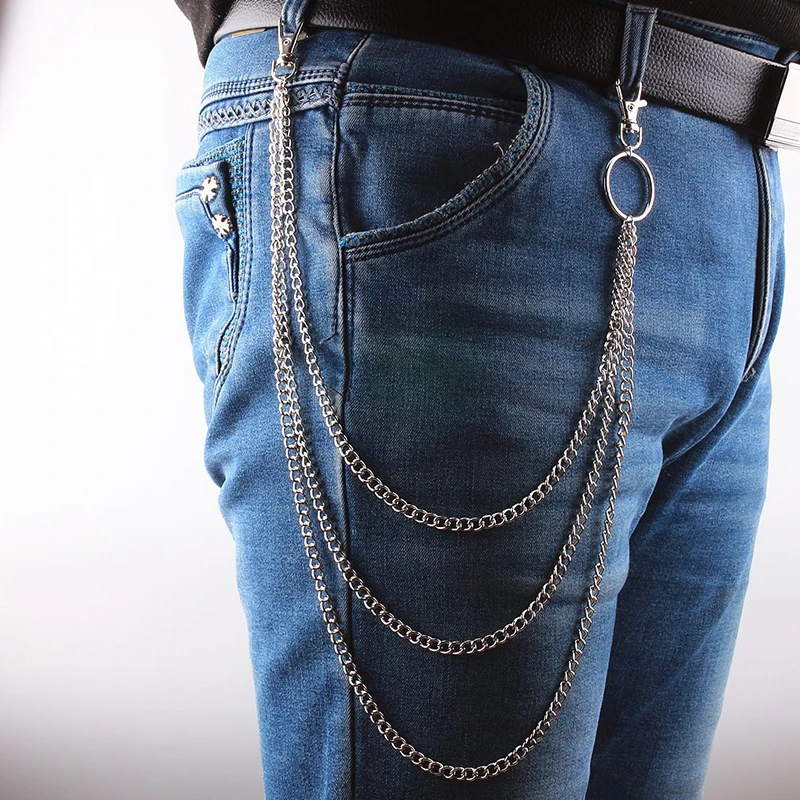 Simple-Chain-Keychain-for-Women-Silver-Color-Punk-Waist-Belt-Chain-On ...