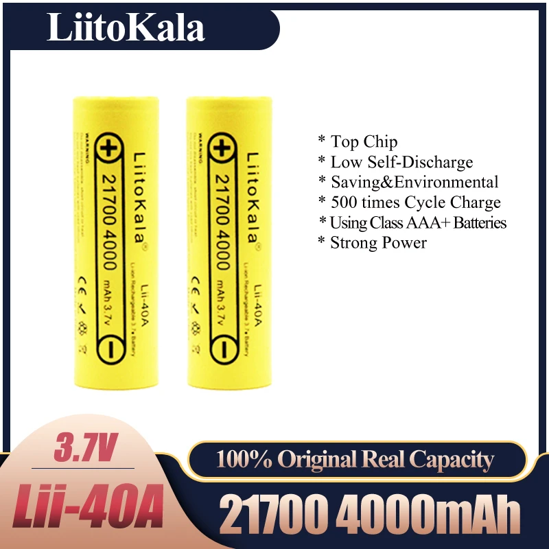 Liitokala Lii-40a 21700 4000mah Rechargeable Battery Lithium 40a 3.7v ...