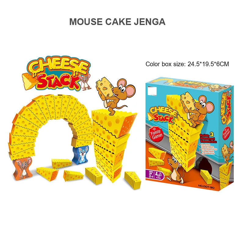Mouse Stack Cheese Arch Jenga Children'S Puzzle Board Game Toy Parent-Child Interaction Double ...