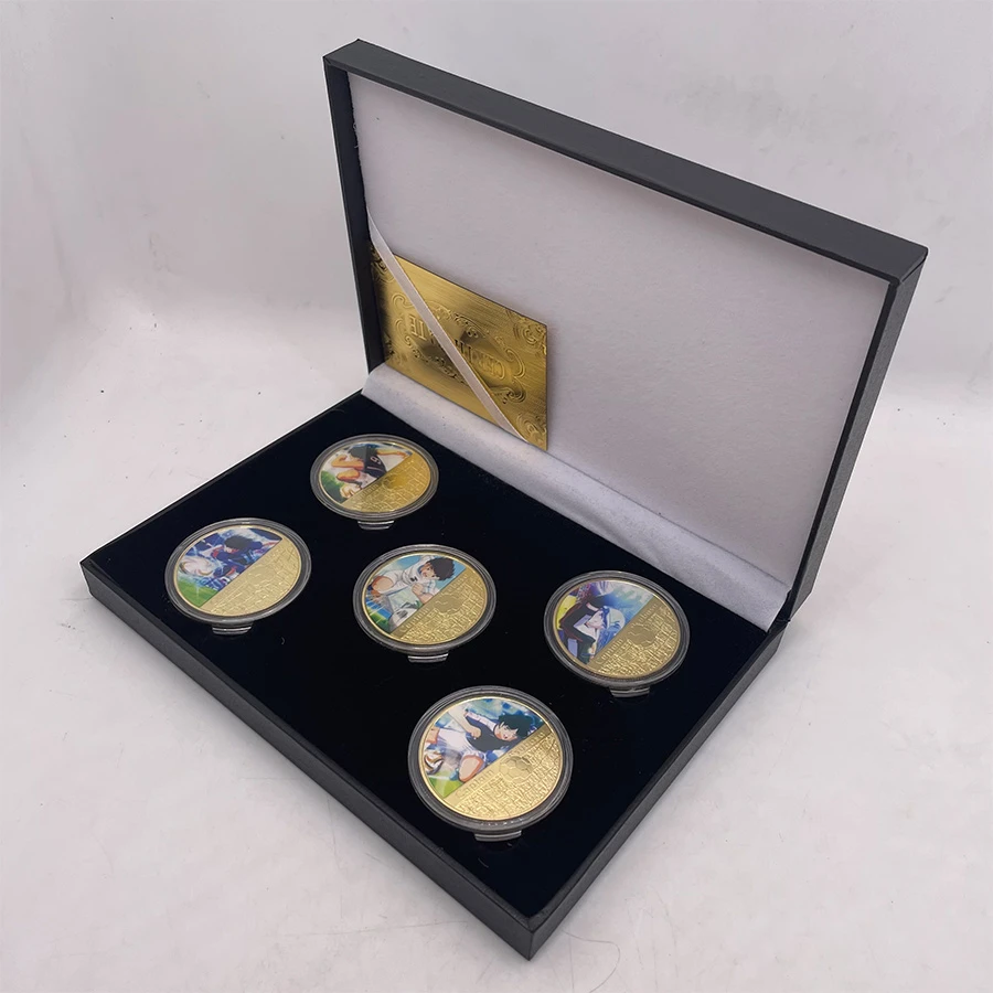 5 types Captain Tsubasa Gold Plated Coin Japanese Challenge Coins ...