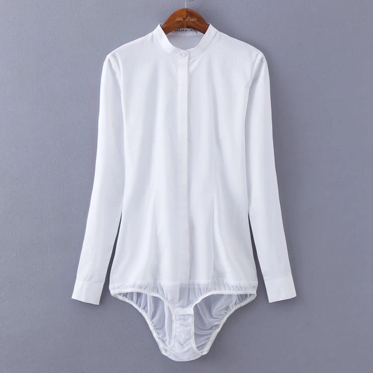 #2109 Spring Summer Black White Body Shirt Women Office Bodysuits ...