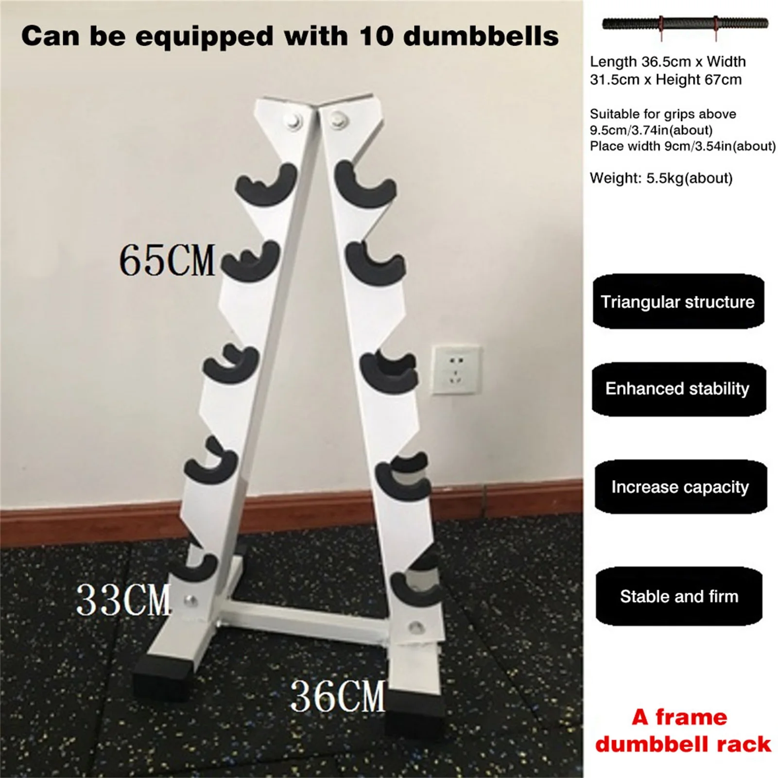 A-Frame Dumbbell Rack Heavy Duty 5 Tier Weight Rack Equipment ...