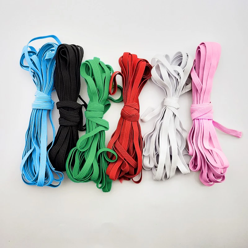 5-10-yards-6mm-Colorful-Flat-Elastic-Bands-High-Elastic-Rope-Rubber ...