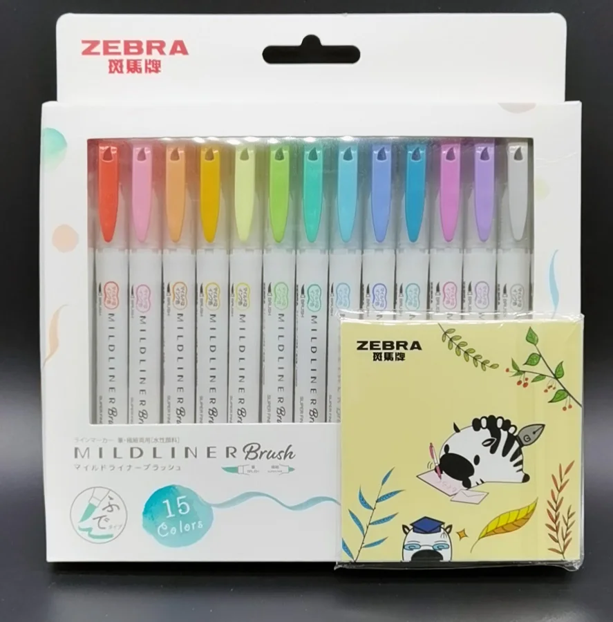 15-color-Set-Japanese-ZEBRA-Brush-Soft-headed-Double-headed-Highlighter-MILDLINER-Fountain-Pen ...