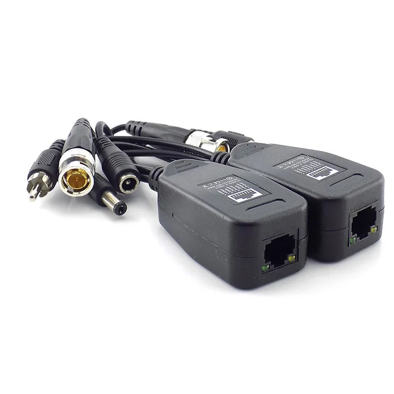 1 Pairs 3 in 1 Passive Power Video Balun Male BNC Connectors Converter ...
