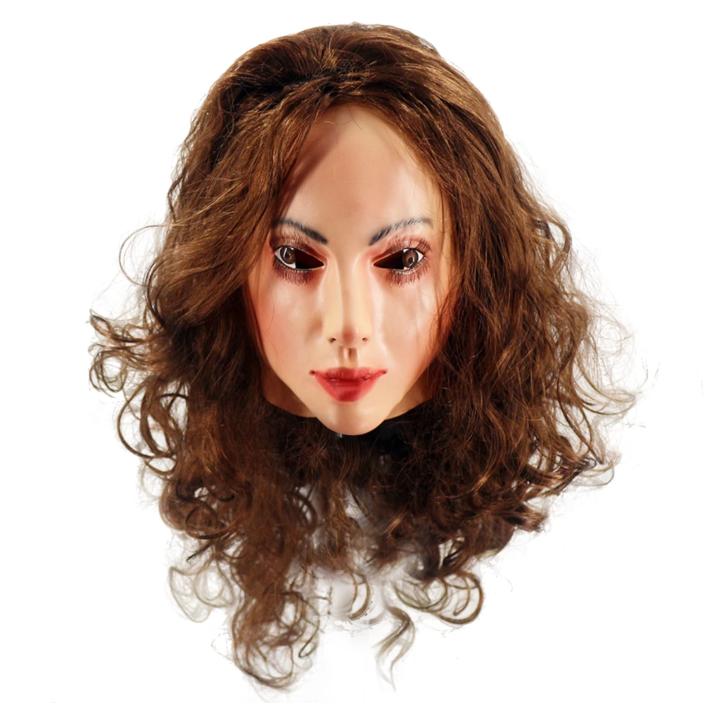 Realistic-Female-Latex-Mask-Woman-Face-Halloween-Latex-Mask-with-Wig ...