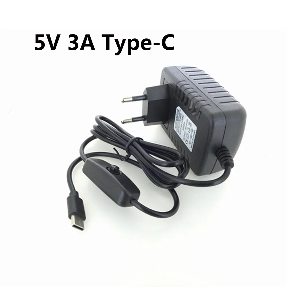 Raspberry Pi 4 Power Supply 5V 3A Type-C Power Adapter with ON/OFF ...