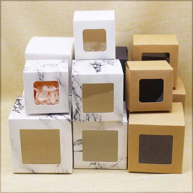 10pcs-Square-shape-gifts-box-with-window-Marbling-style-gifts-package ...