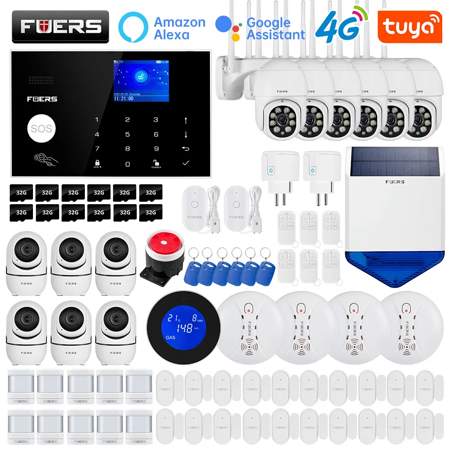 Fuers 4G GSM WIFI Alexa Tuya Smart Home Security Alarm system Kits ...