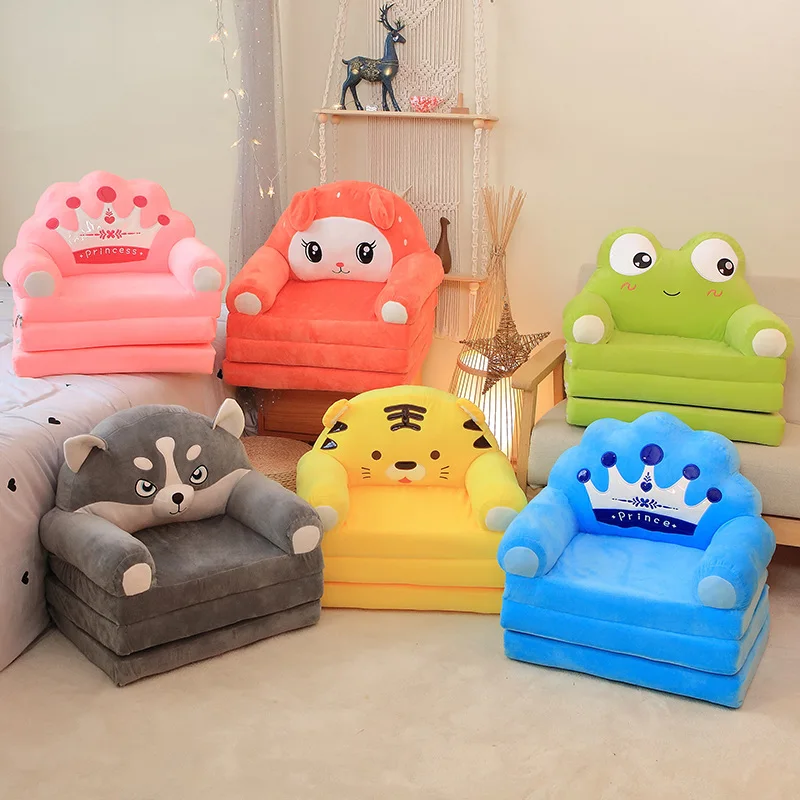 Support Seat Plush Soft Stuffed Animals Fold Sofa Infant Learning To ...