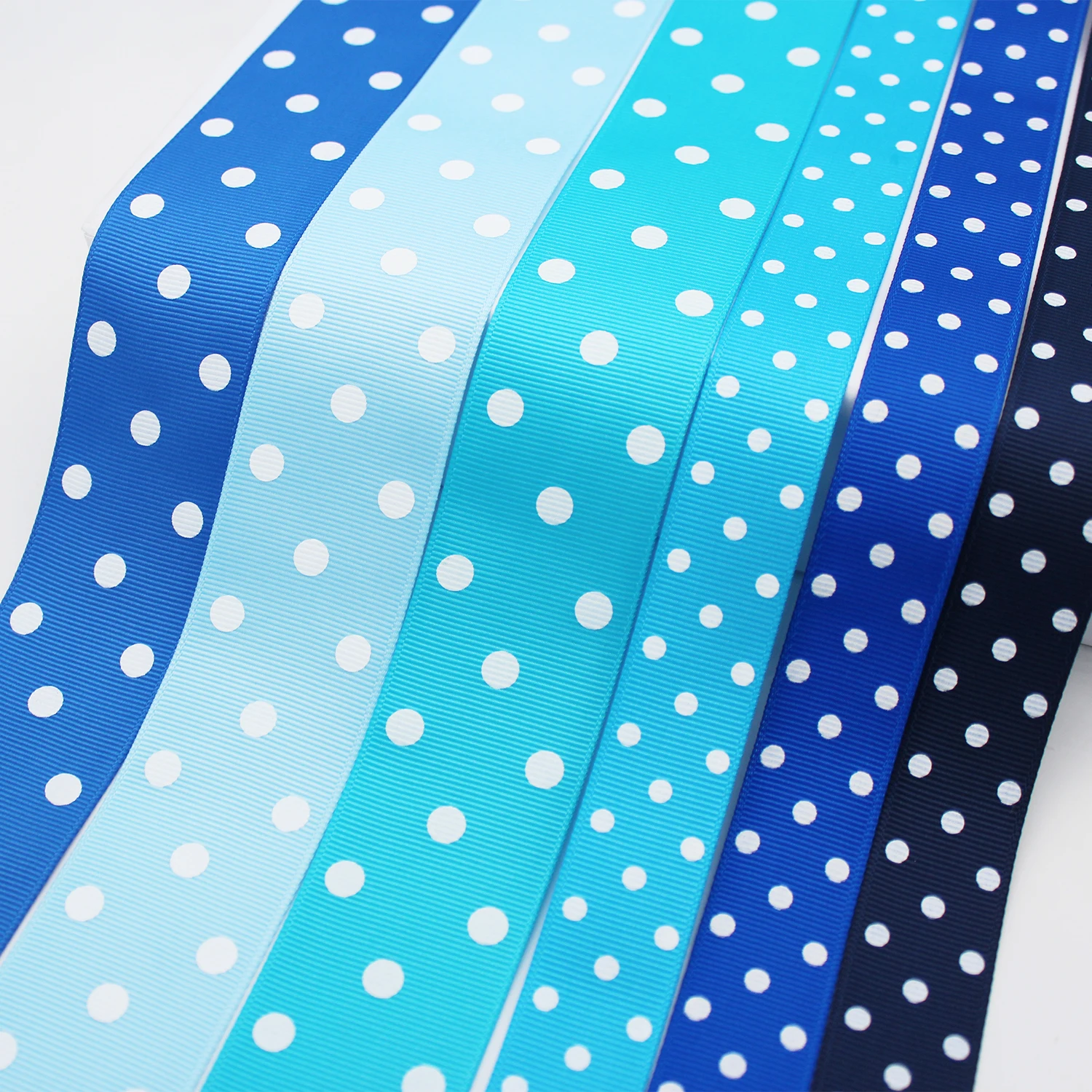 Ruban Cadeau,Rubans en Satin bleu imprimé avec gros grain à pois, cœur ...
