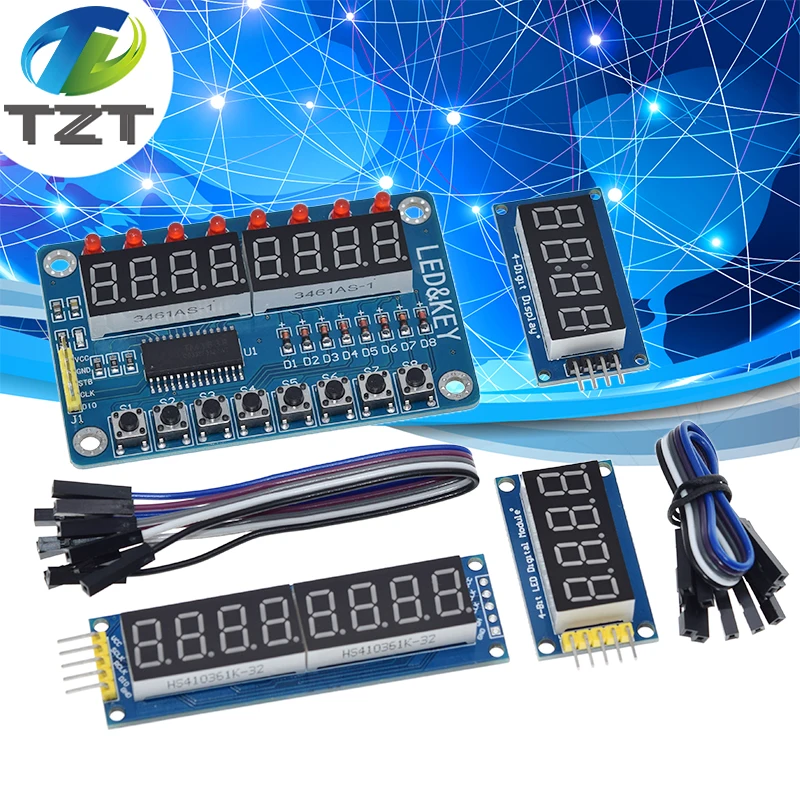 TM1637 4 Bits / TM1638 / 74HC595 Módulo de pantalla LED Digital de 8 Bits 7 segmentos 0,36 ...