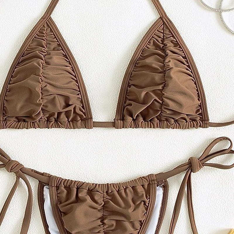 Solid Micro Bikini Sexy String Swimsuit Women Thong Bathing Suits Swimwear - FondMart