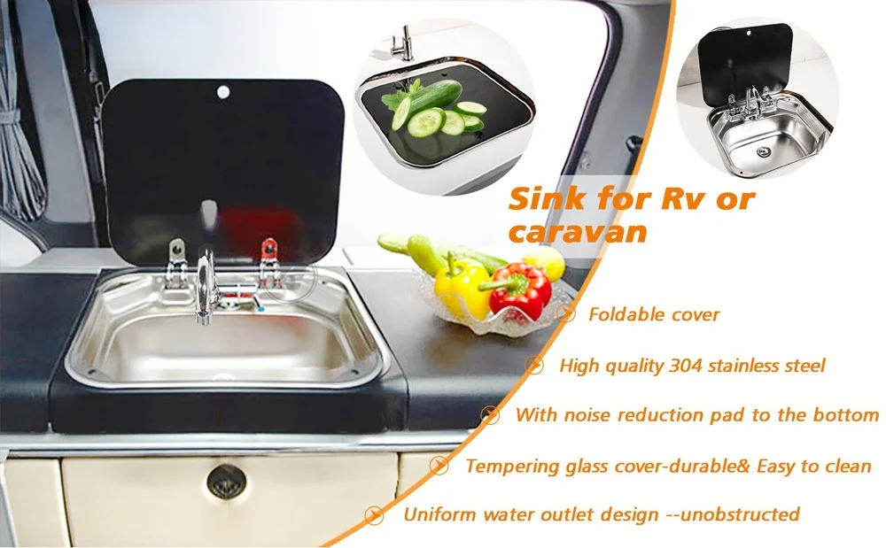Rv Camper Stainless Steel Hand Wash Basin Sink With Folded Faucet ...