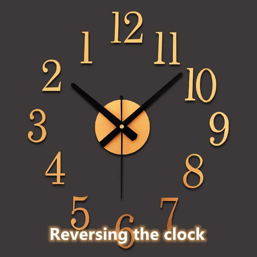Memeon Back In Time Metal Texture 3d Stereo Diy Wall Clock Fashion ...