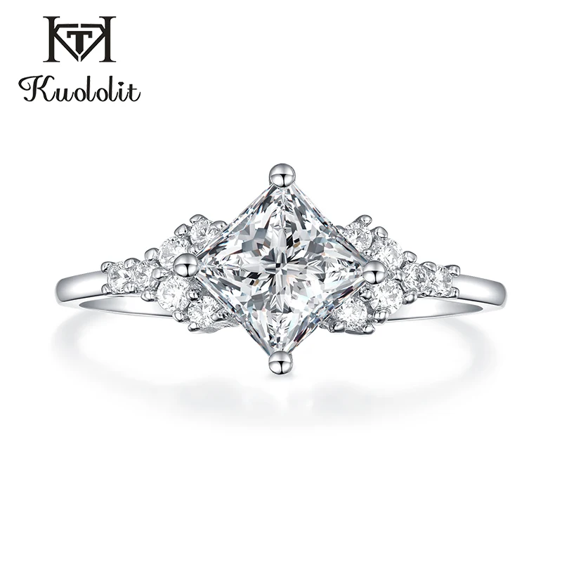 Kuolit, 14 K, 585, кольца с муассанитом из белого золота для женщин, лаборатория, выращенная ...