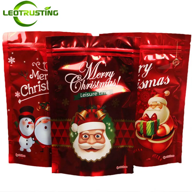 New Red Christmas Stand Up Aluminum Foil Packaging Bags Doypack X-Mas ...