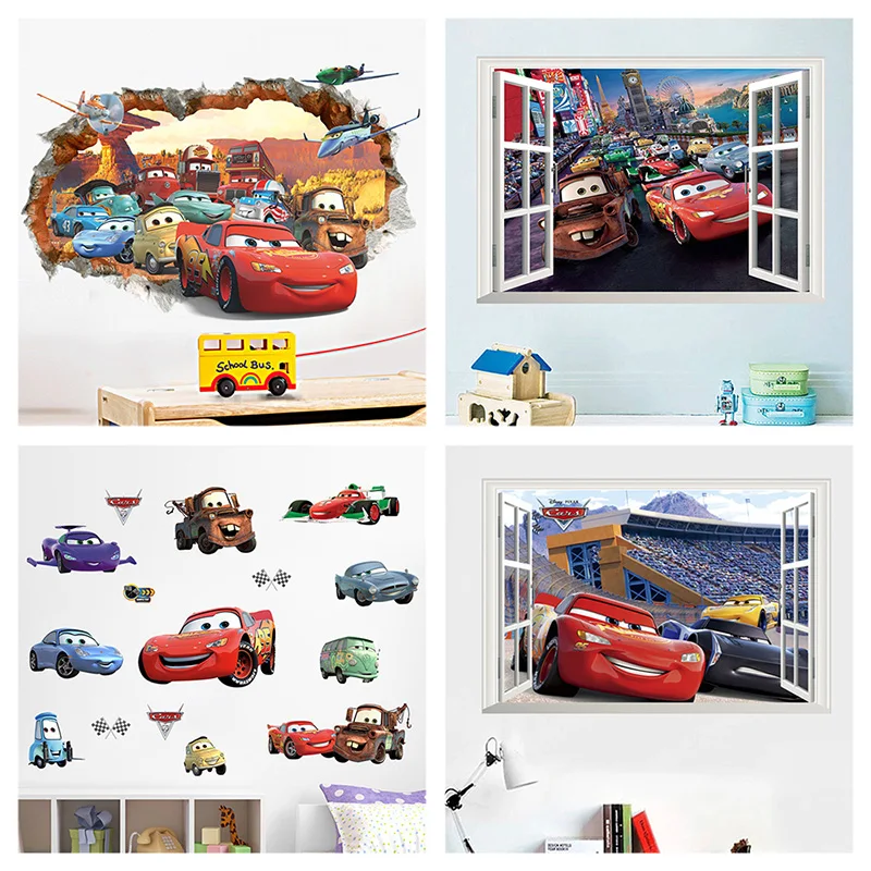 Cartoon-Mcqueen-Cars-Wall-Stickers-For-Kids-Room-Home-Decoration-3d ...