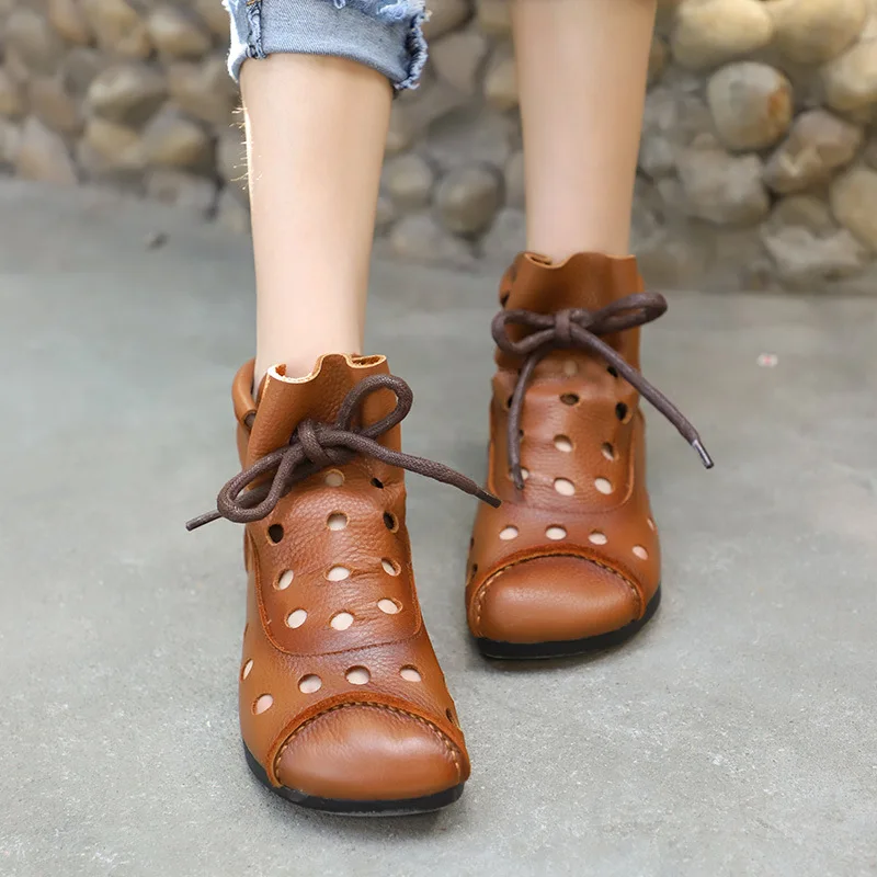 Careaymade Cool Boots women boots summer hollow out breathable leather ...