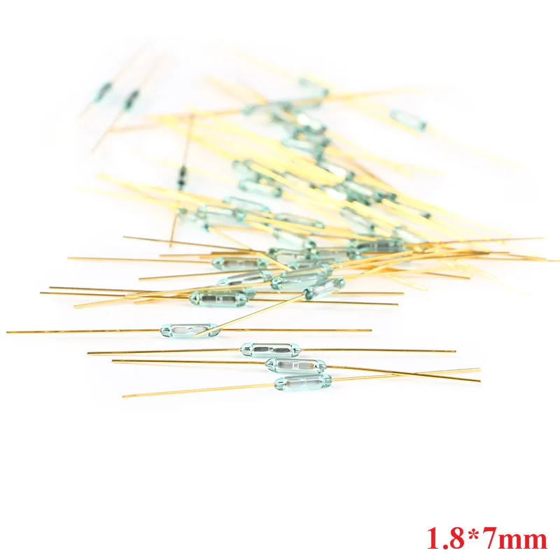 50 Pcs Magnetic Reed Switch Sensor 1.8x7mm 1.8*7mm Green Glass Normally ...