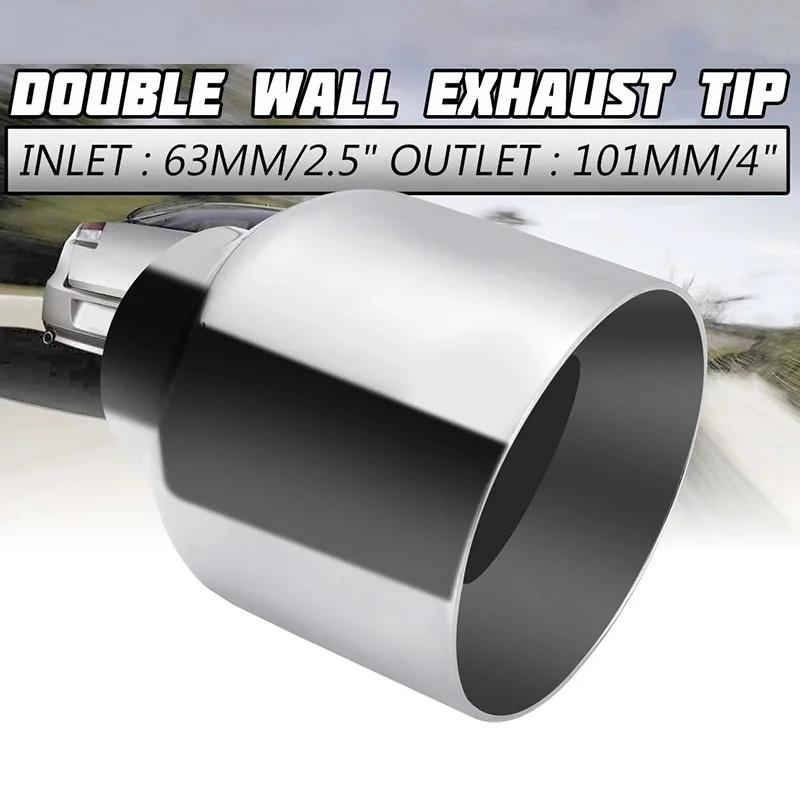 1/2 2.5 Inch Inlet 4 Inch Outlet Double-Wall Exhaust System Tip Muffler ...