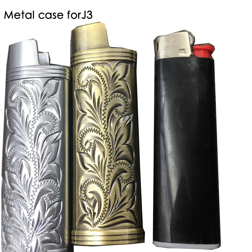 Zinc Alloy Pattern Metal Lighter Case For Gas Lighter Bic J3 Protective ...