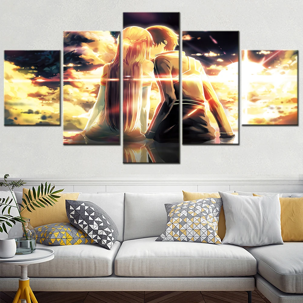 Asuna-yuuki-kirito-espada-arte-da-parede-conjunto-de-lona-jap-o-anime ...