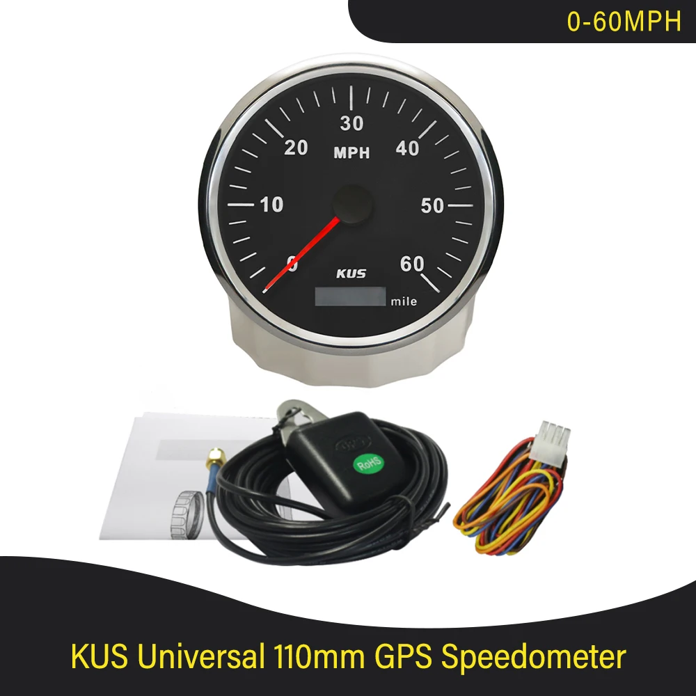 KUS 110mm 0 60MPH GPS Speedometer Speed Gauge Total Mileage with Red ...