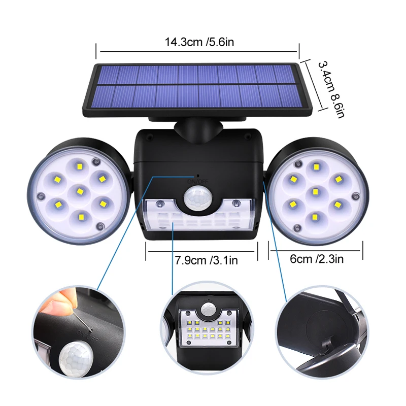 30 LED Motion Detection Sensor Lights Solar Lamp Outdoor Lighting Wall ...