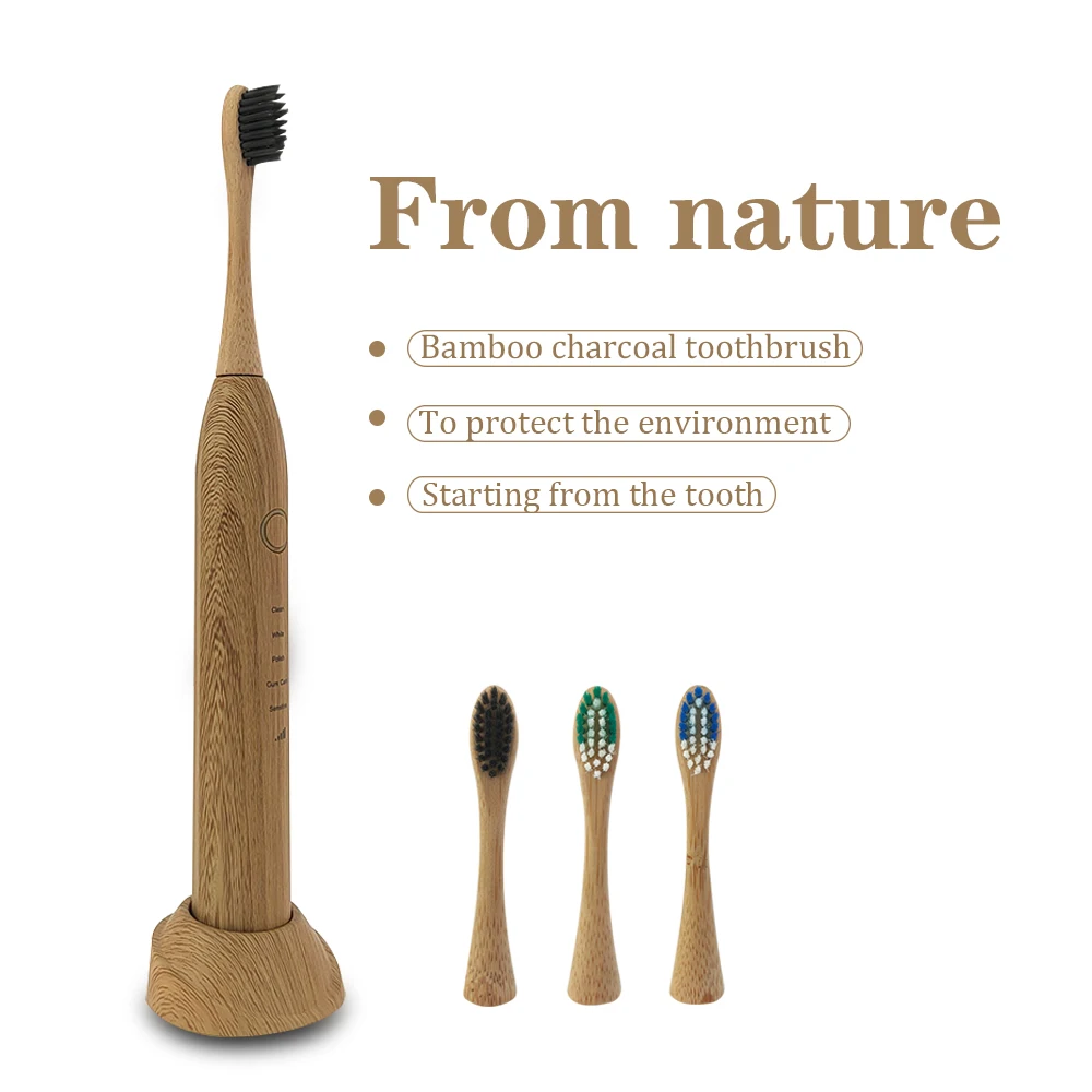 Bamboo Electric Toothbrushes Nylon Bristles- Biodegradable Natural Eco ...