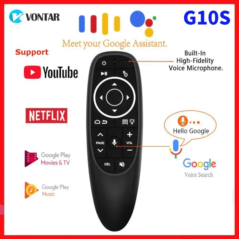 G10S 2.4G Wireless Voice Air Mouse G10 Google Remote Control Microphone ...