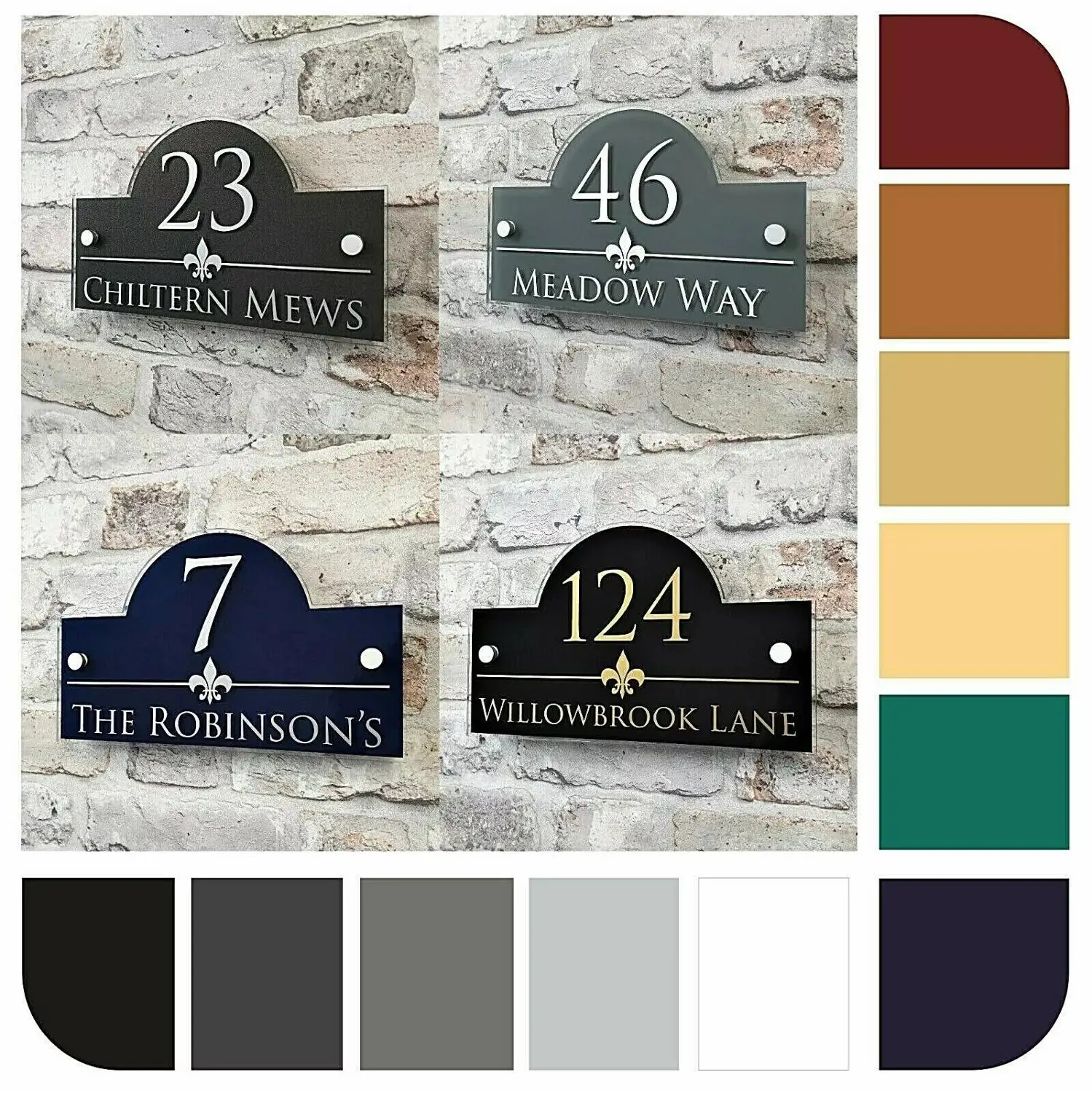 Customize Modern Door Number / Address Plaque Glass Acrylic Outdoor ...