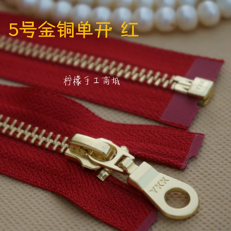 Ykk5 Metal Gold Copper Single Zipper 50 120cm Red|Zippers| - AliExpress